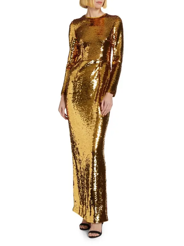 Dolce & Gabbana Sequined Long-sleeve Gown