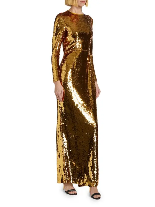 Dolce & Gabbana Sequined Long-sleeve Gown