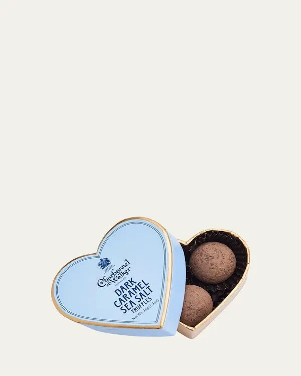 CHARBONNEL ET WALKER Blue Heart Box Sea Salt Dark Caramel Truffles