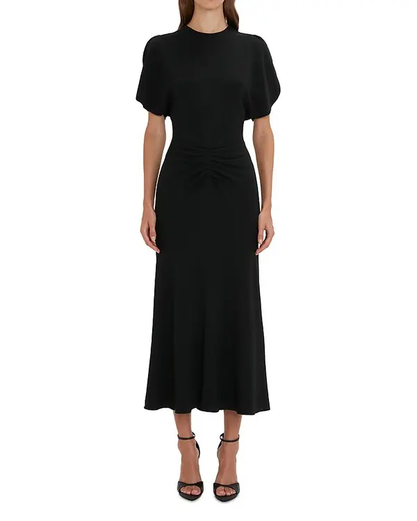 Victoria Beckham Petal Sleeve Midi Dress - Black