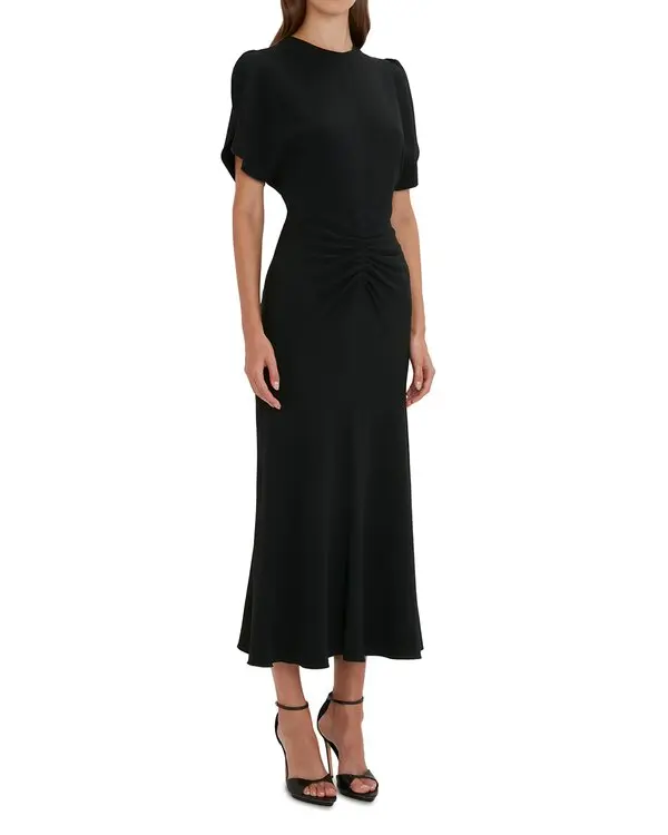 Victoria Beckham Petal Sleeve Midi Dress - Black