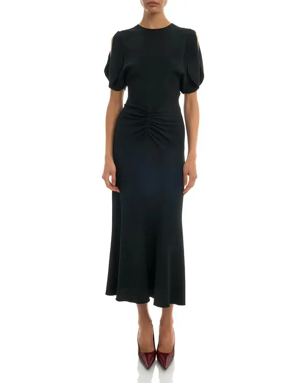 Victoria Beckham Petal Sleeve Midi Dress - Black