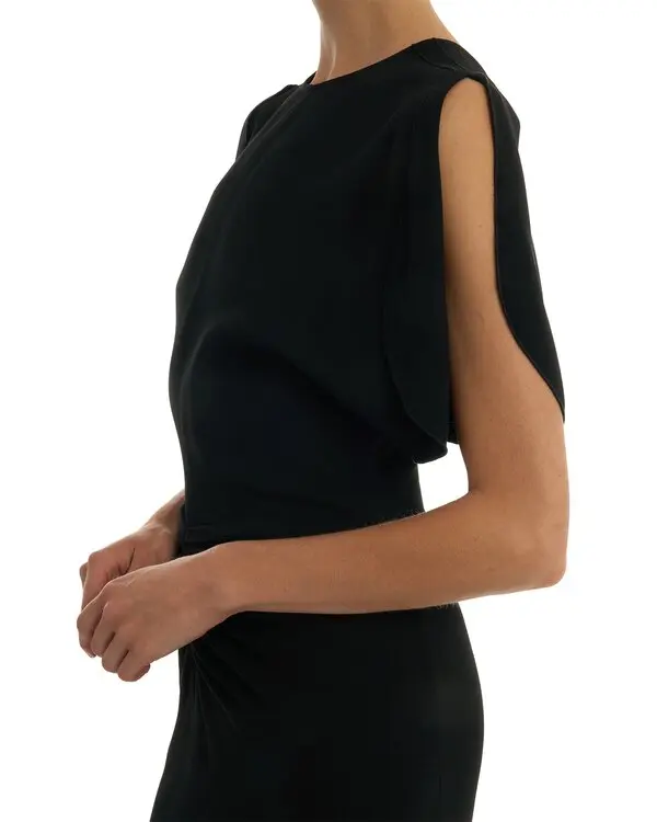 Victoria Beckham Petal Sleeve Midi Dress - Black