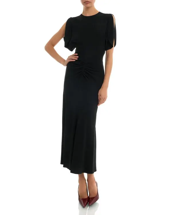 Victoria Beckham Petal Sleeve Midi Dress - Black