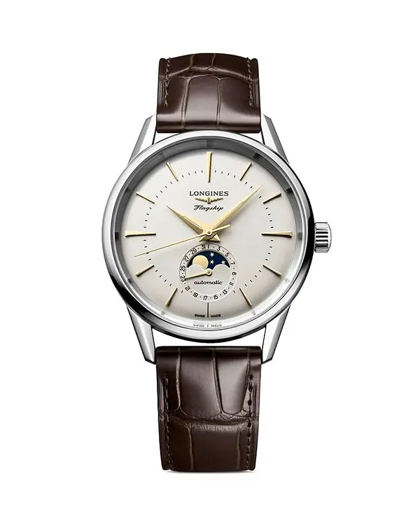 LONGINES Flagship Heritage 38mm Watch - Ivory/brown