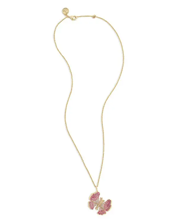 ANABEL ARAM Pave Butterfly Pendant Necklace - Pink/gold