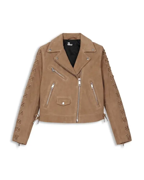 The Kooples Suede Biker Jacket In Beige 72% Off Editorialist