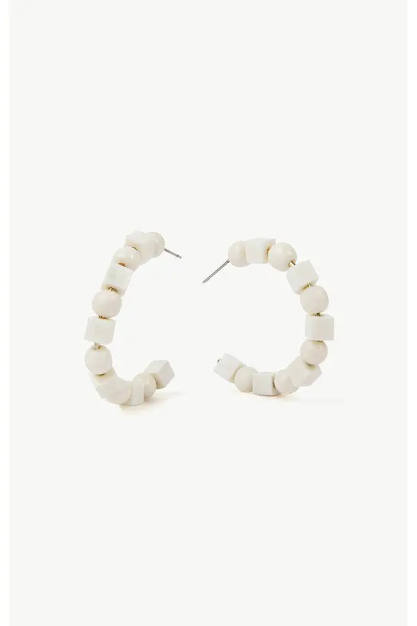 SOKO Mixed Shapes Beaded Hoop Earrings - White