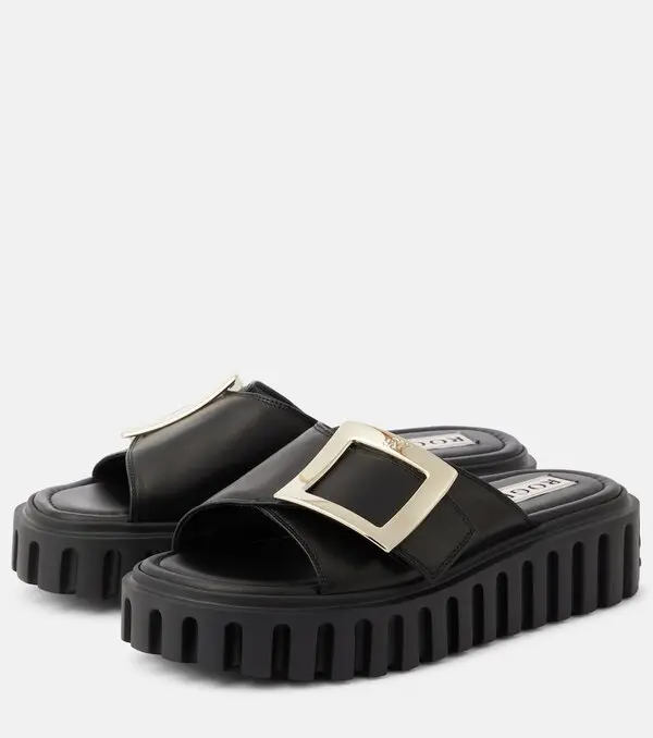 ROGER VIVIER Viv' Go Thick Leather Mules