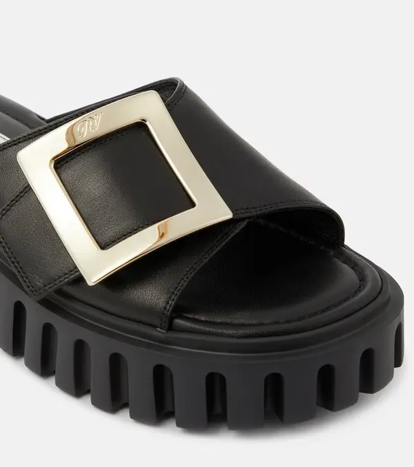 ROGER VIVIER Viv' Go Thick Leather Mules