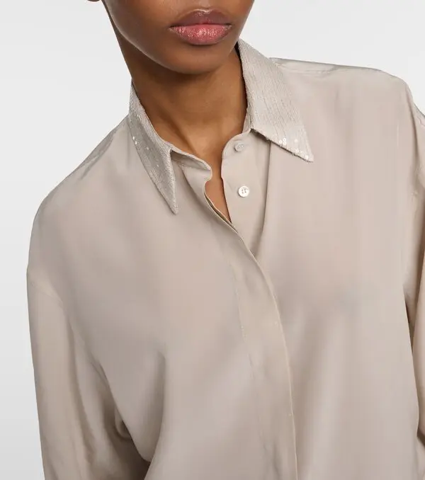 Brunello Cucinelli Embellished Silk Shirt