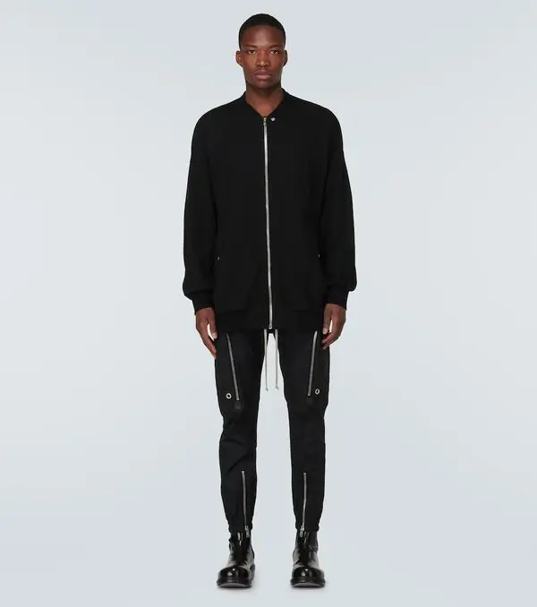 Rick Owens Jumbo Peter Flight Distressed Cotton Jacket - Black