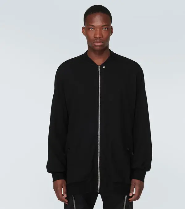 Rick Owens Jumbo Peter Flight Distressed Cotton Jacket - Black