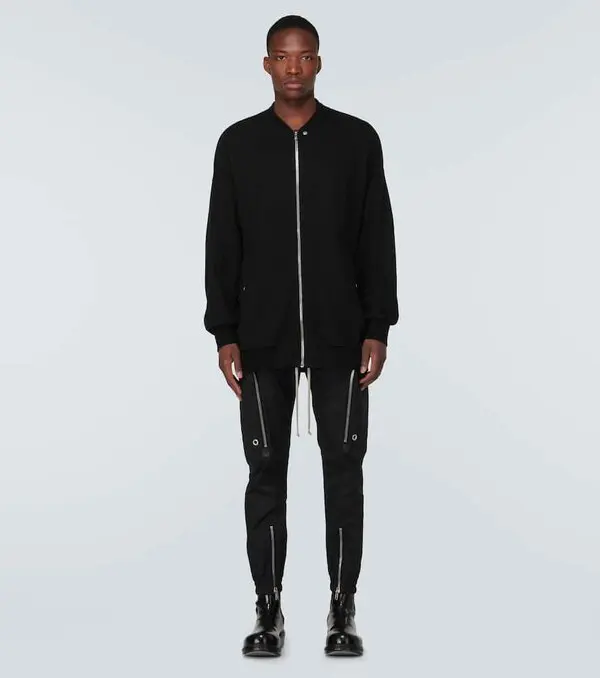 Rick Owens Jumbo Peter Flight Distressed Cotton Jacket - Black