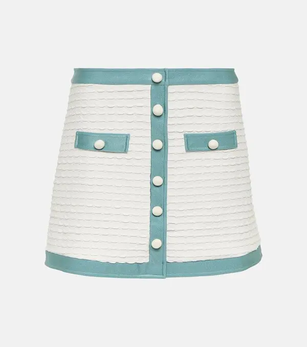 ADRIANA DEGREAS Jacquard Miniskirt - White