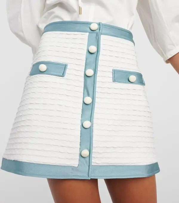 ADRIANA DEGREAS Jacquard Miniskirt - White
