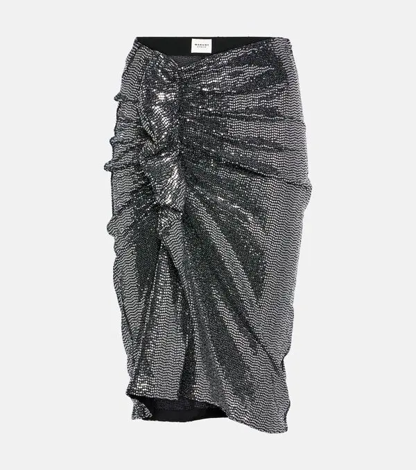 MARANT ETOILE Dolene Sequined Tulle Skirt - Metallic