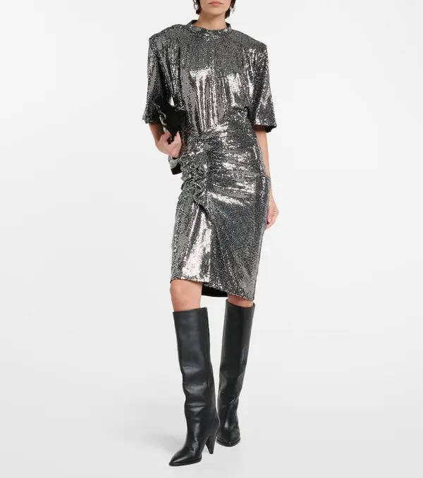 MARANT ETOILE Dolene Sequined Tulle Skirt - Metallic
