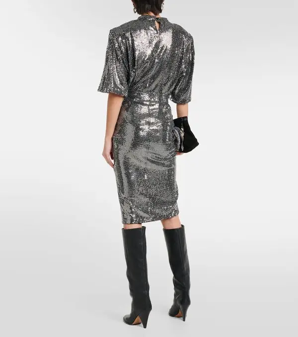 MARANT ETOILE Dolene Sequined Tulle Skirt - Metallic
