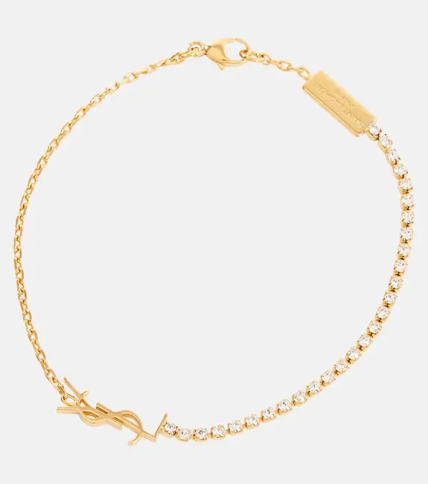 Saint Laurent Cassandre Embellished Bracelet - Gold