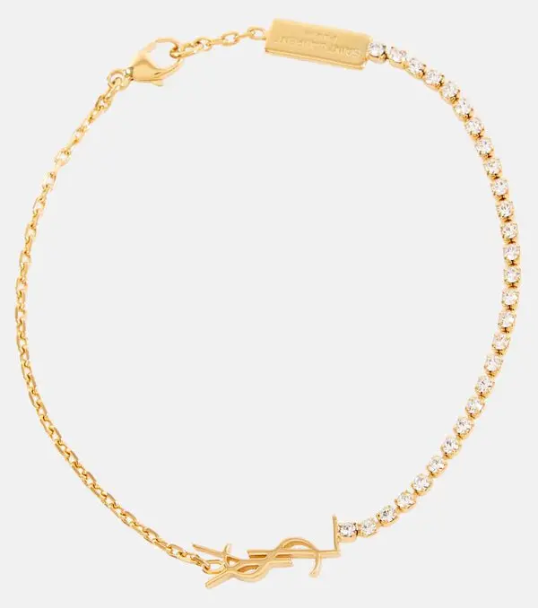 Saint Laurent Cassandre Embellished Bracelet - Gold