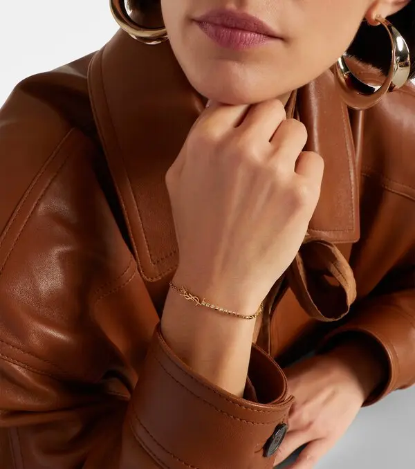 Saint Laurent Cassandre Embellished Bracelet - Gold