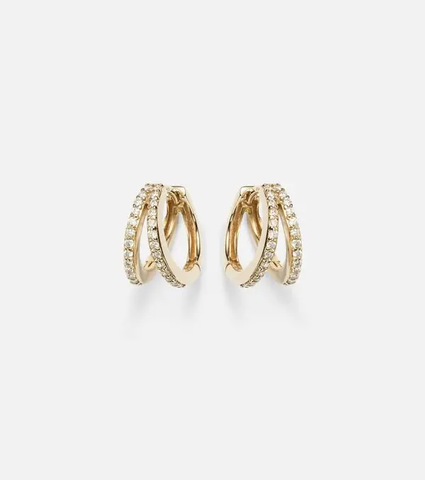 STONE AND STRAND 10kt Yellow Huggie Earrings With Diamonds - Gold