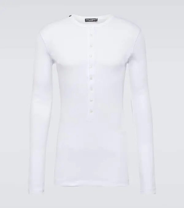 Dolce & Gabbana Re-edition Cotton Jersey Henley Shirt - White