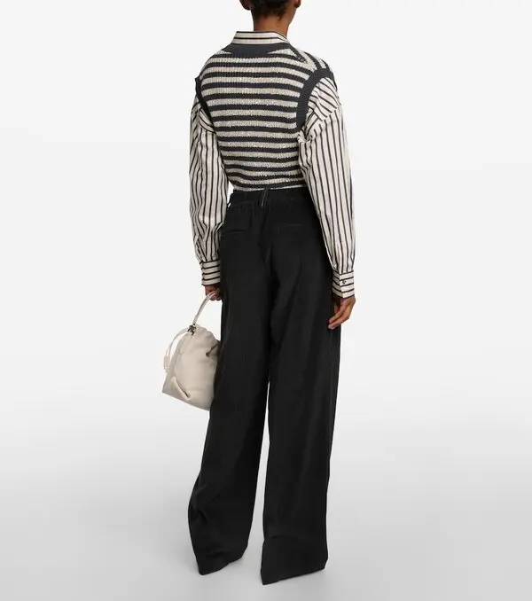Brunello Cucinelli Corduroy Wide-leg Pants - Black