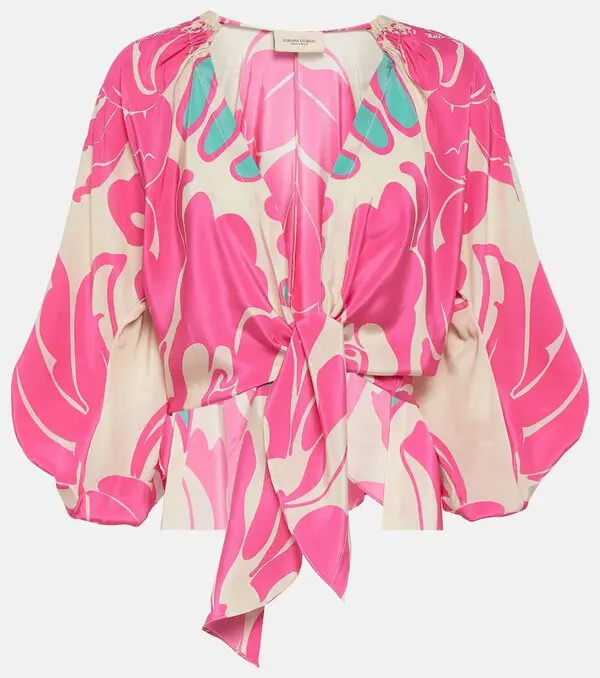 ADRIANA DEGREAS Printed Puff-sleeve Blouse
