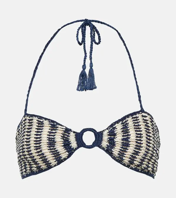 Anna Kosturova Crochet Bandeau Bikini Top - Blue