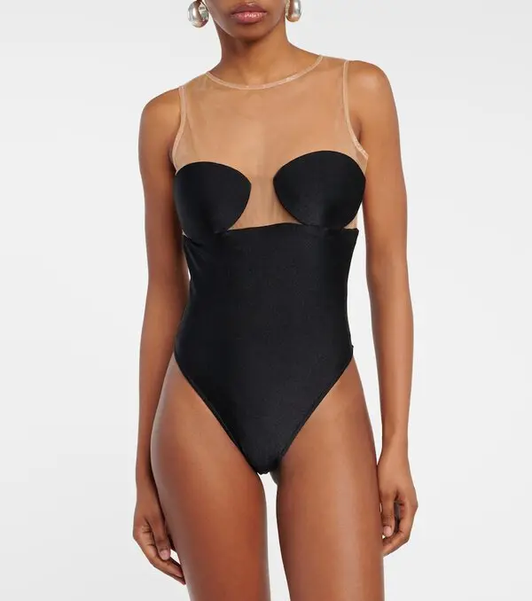 ADRIANA DEGREAS Hands Tulle Bodysuit