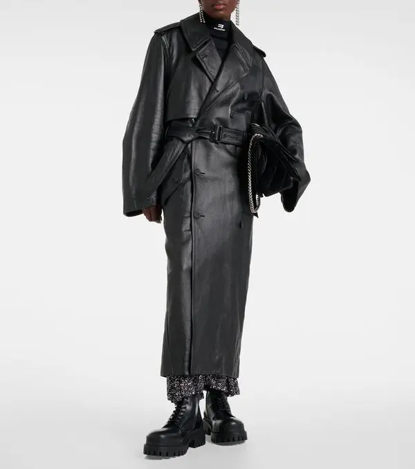 Balenciaga Cocoon Leather Trench Coat