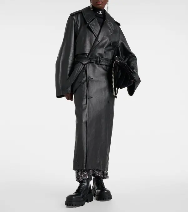 Balenciaga Cocoon Leather Trench Coat