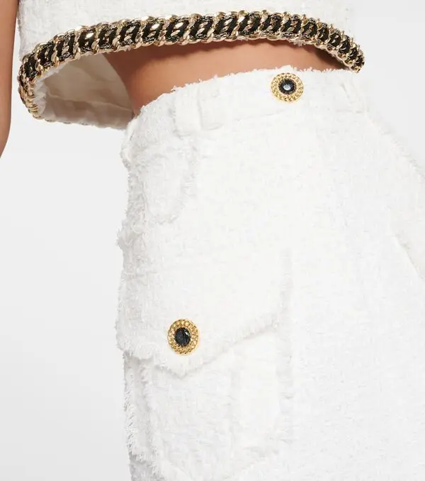 Balmain Tweed Mini Skirt - White
