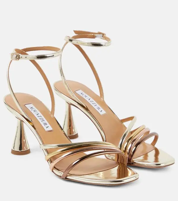 AQUAZZURA Latour 75 Mirrored Leather Sandals