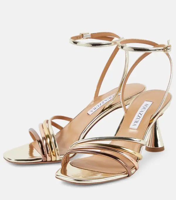 AQUAZZURA Latour 75 Mirrored Leather Sandals