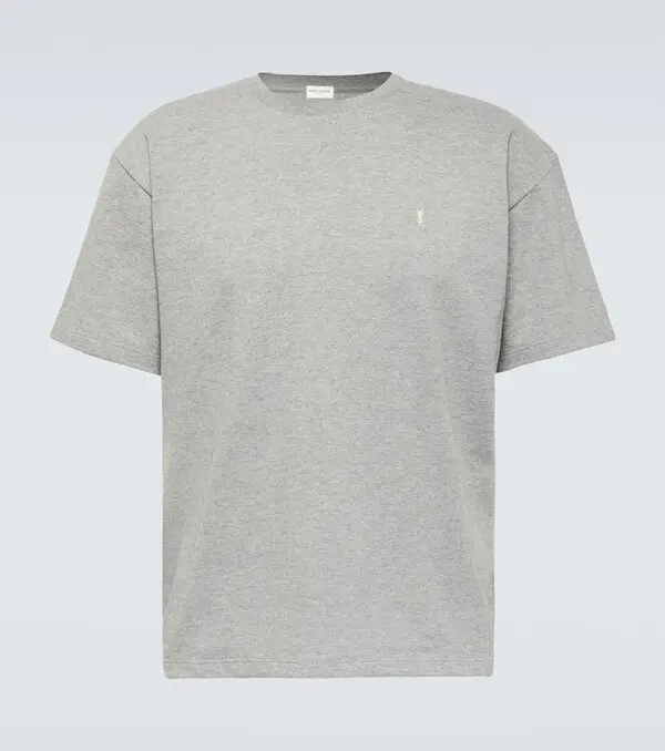 Saint Laurent Cassandre Cotton-blend Piqué T-shirt - Grey