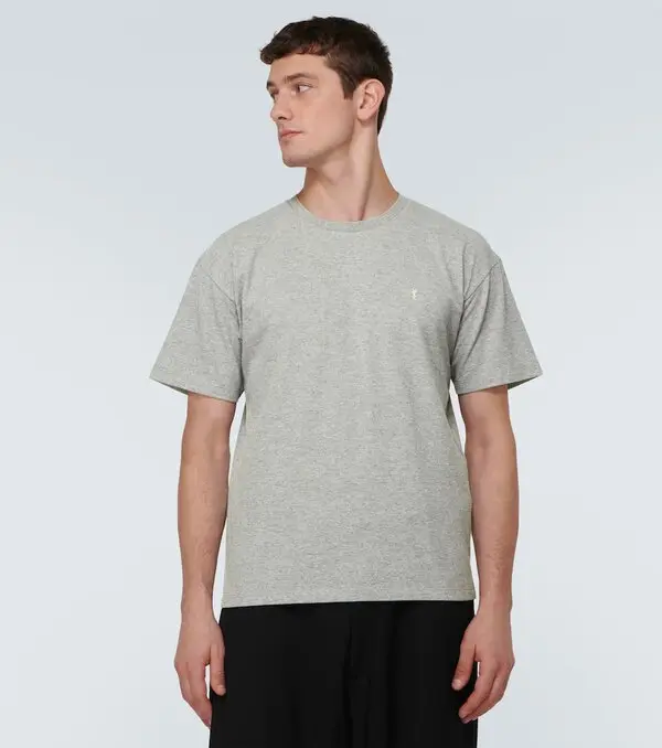 Saint Laurent Cassandre Cotton-blend Piqué T-shirt - Grey