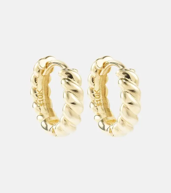 STONE AND STRAND Brioche 10kt Yellow Hoop Earrings - Gold