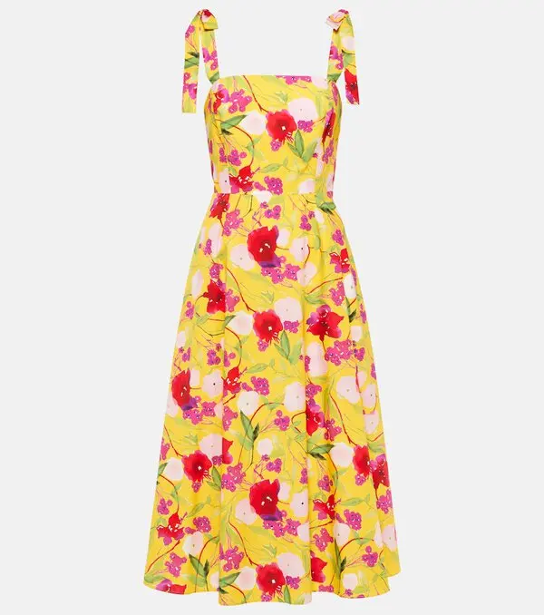 Carolina Herrera Floral Cotton Midi Dress - Multicoloured
