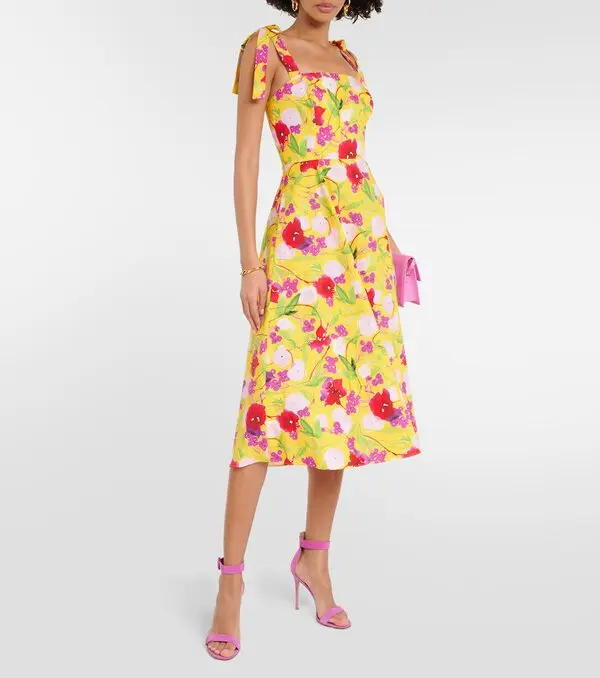 Carolina Herrera Floral Cotton Midi Dress