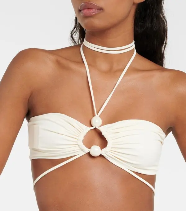Magda Butrym Embellished Bandeau Bikini Top - Neutrals