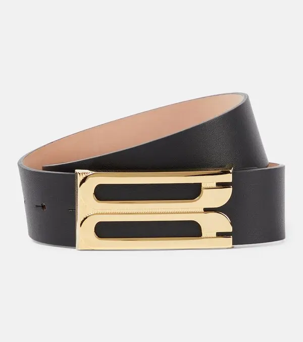 Victoria Beckham Leather Logo Belt - Black