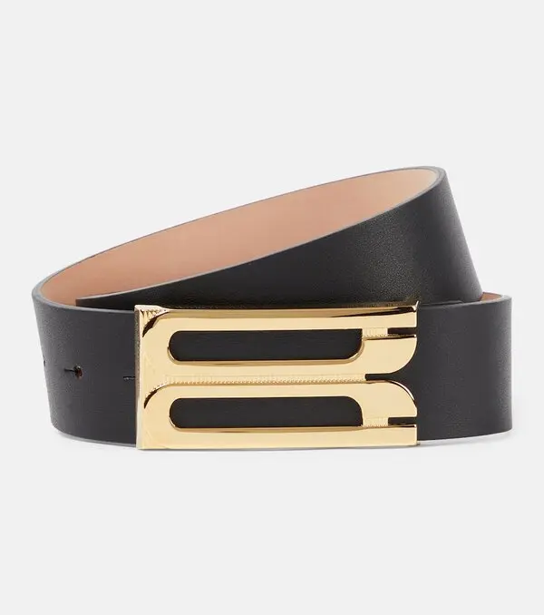 Victoria Beckham Logo Leather Belt - Black