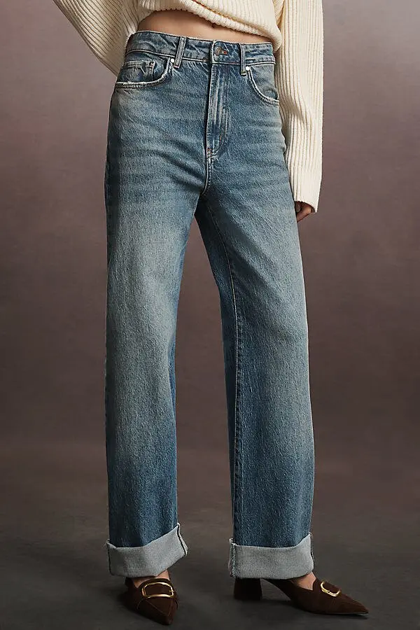 PILCRO Austyn High-rise Wide-leg Cuffed Jeans