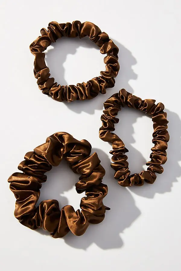 Slip Back To Basics Assorted Scrunchie Set - Dark Brown