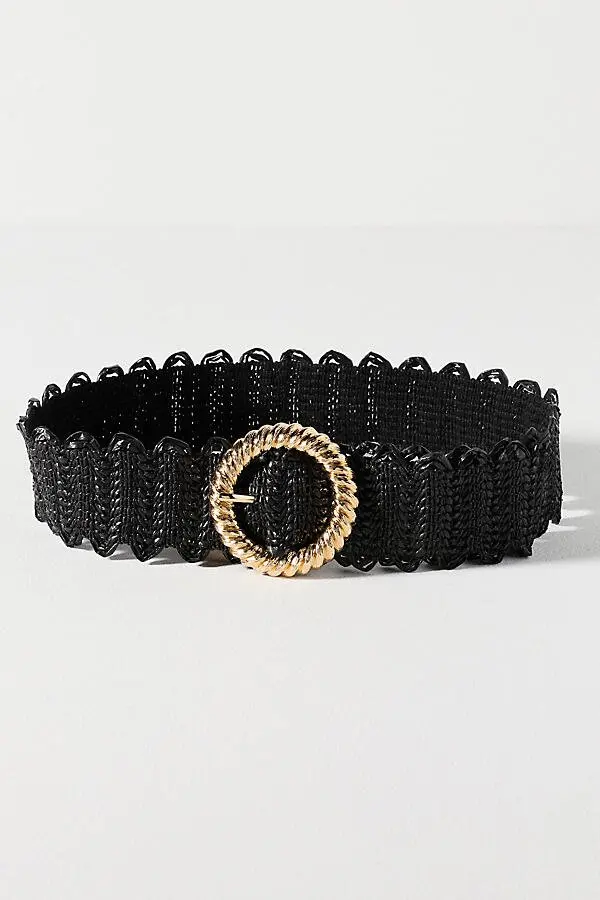 Anthropologie Stretch Shimmer Raffia Belt - Black