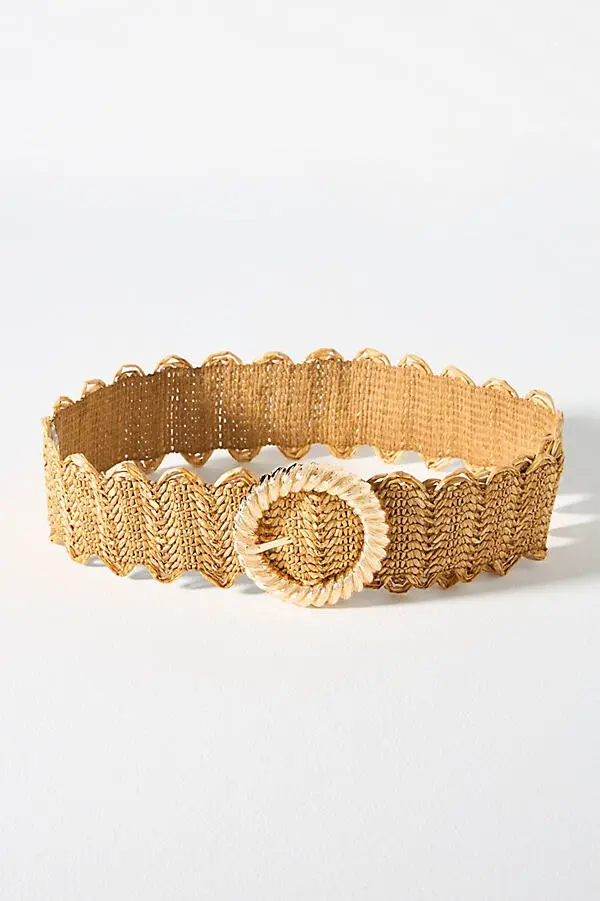 Anthropologie Stretch Raffia Belt - Neutral