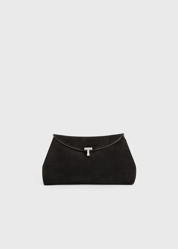TOTEME T-lock Suede Clutch - Espresso